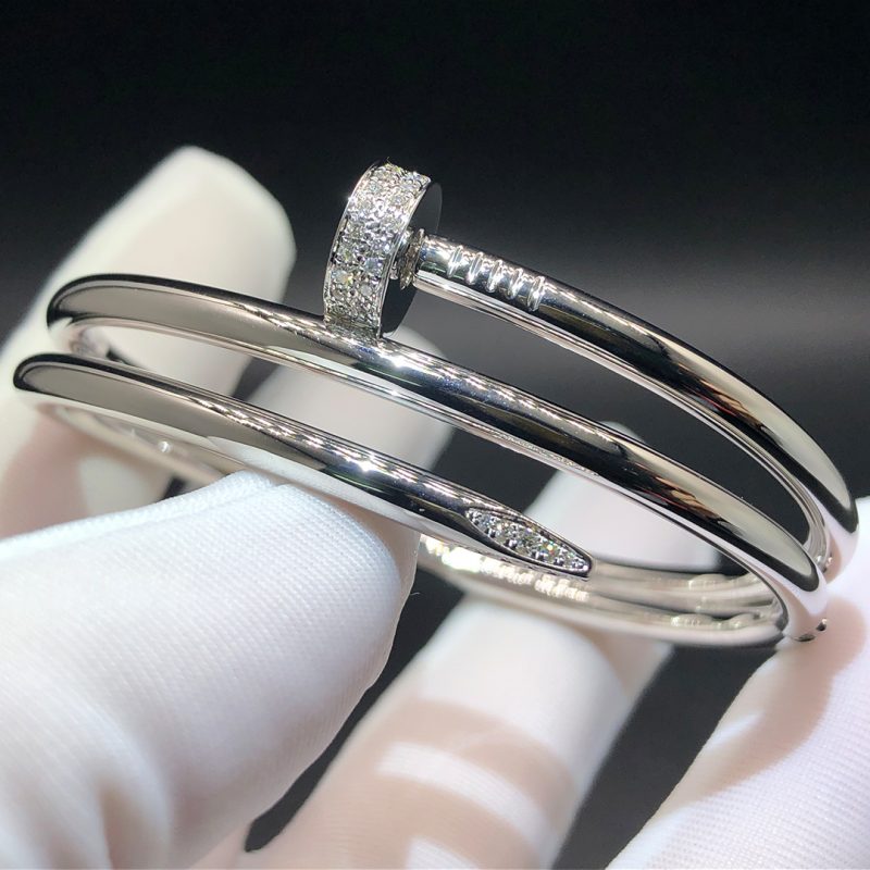 Cartier 18k White Gold and Diamond Juste un Clou Double Nail Bangle ...